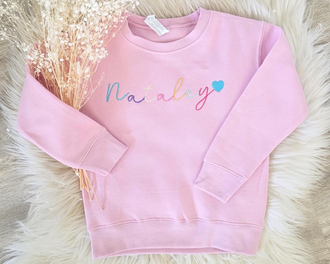 Girls Monogrammed Sweatshirt: Rainbow Letter Embroidery, Personalized ...