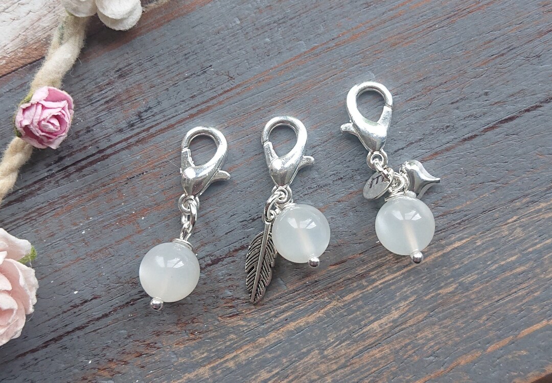 Milky Moonstone Charm: Silver Plated Crystal Keyring, June Birthstone ...