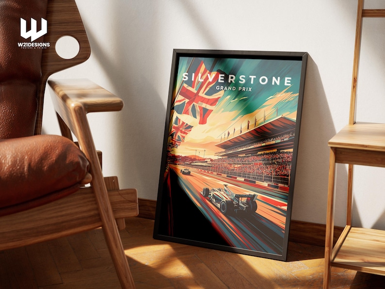 Silverstone Grand Prix Poster: Vintage British F1 Racing Art Print ...
