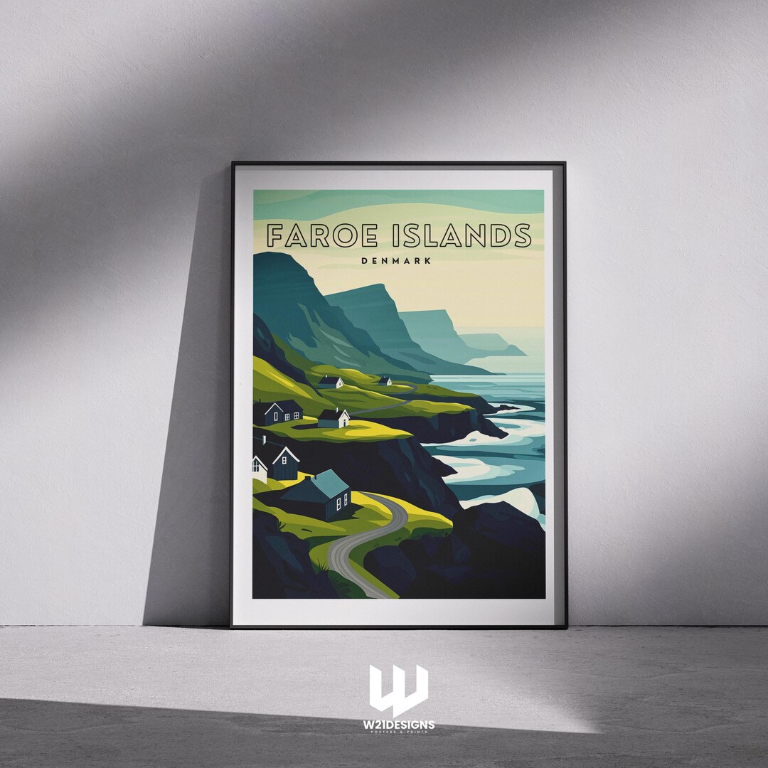 Faroe Islands Travel Poster: Nordic Coastal Art Print - Etsy