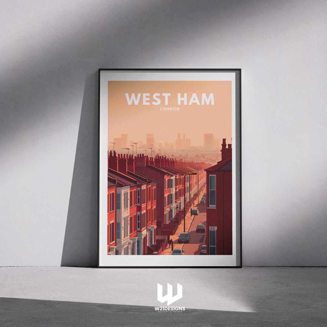 West Ham London Travel Poster, Vintage Red Brick Street (multiple Sizes ...