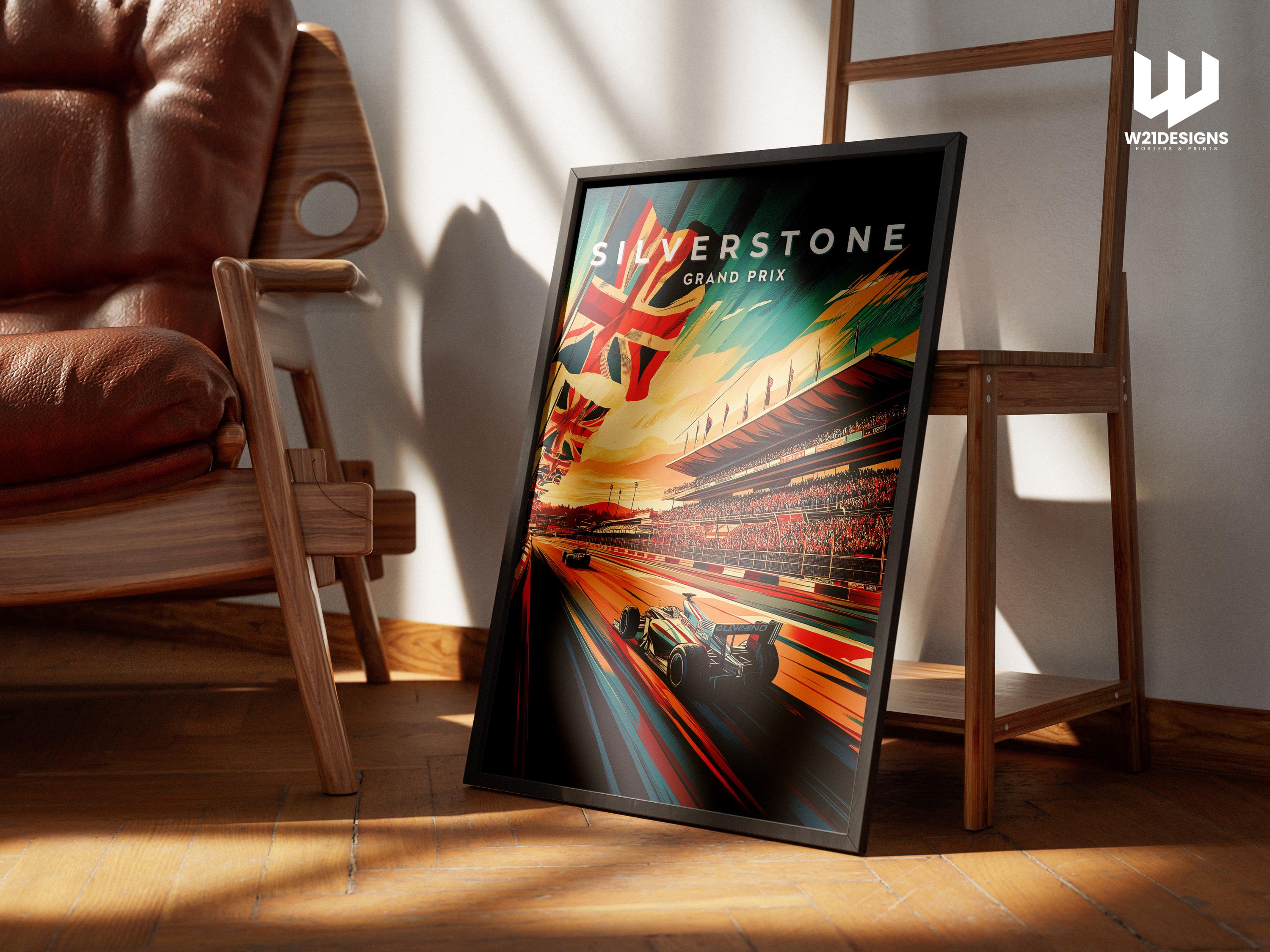 Silverstone Grand Prix Poster: Vintage British F1 Racing Art Print ...