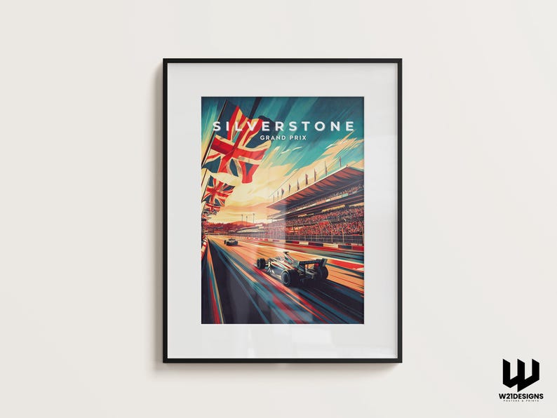 Silverstone Grand Prix Poster: Vintage British F1 Racing Art Print ...