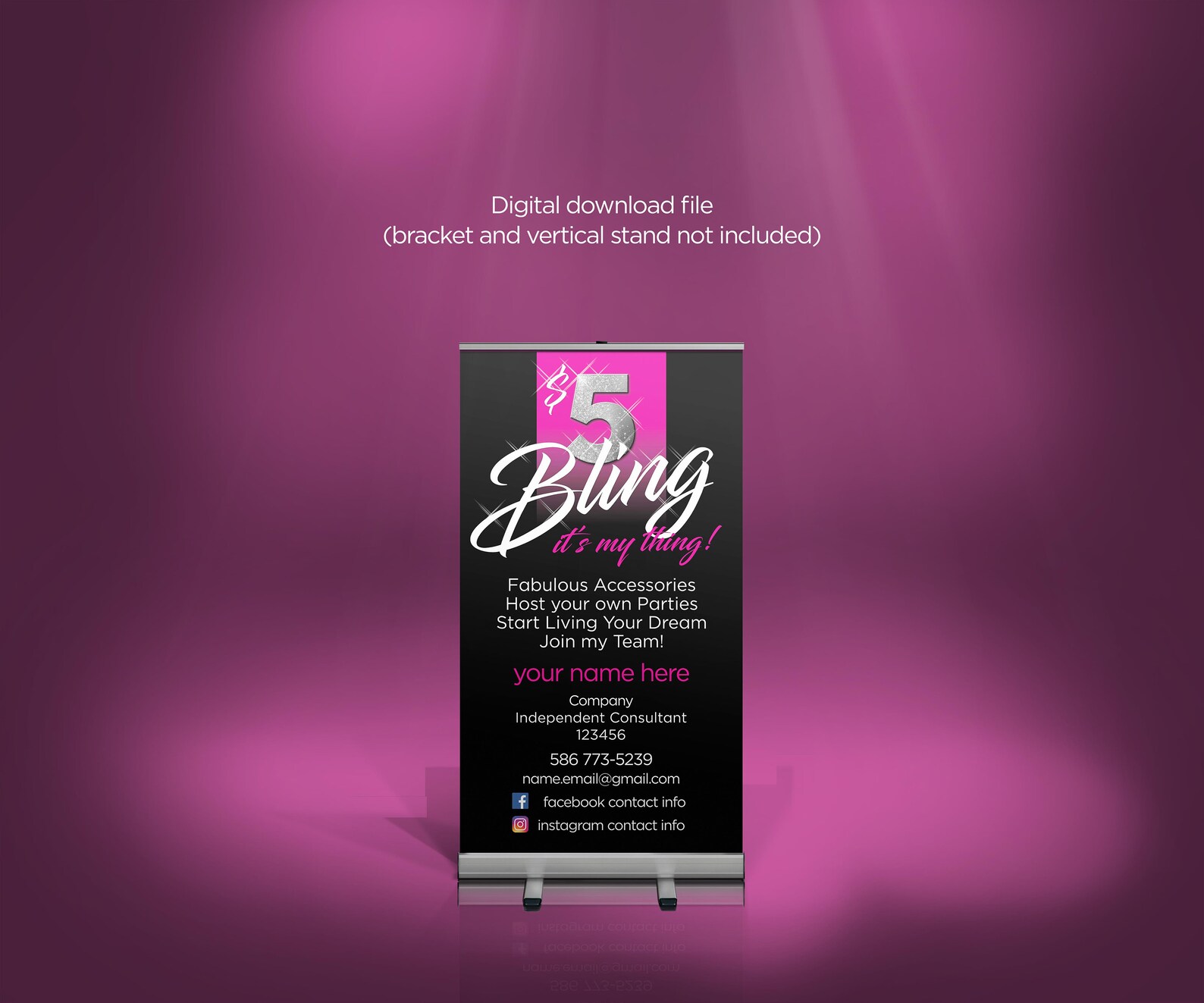 Instant Download-bling Vertical Banner (please Read Product Description ...