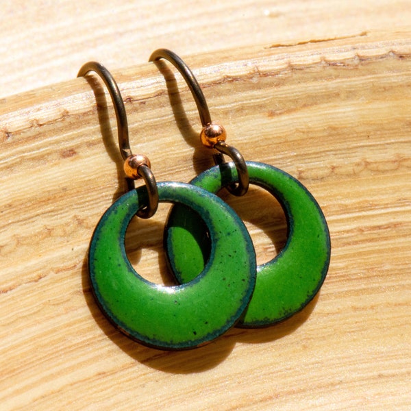 Green Enamel Earring Etsy