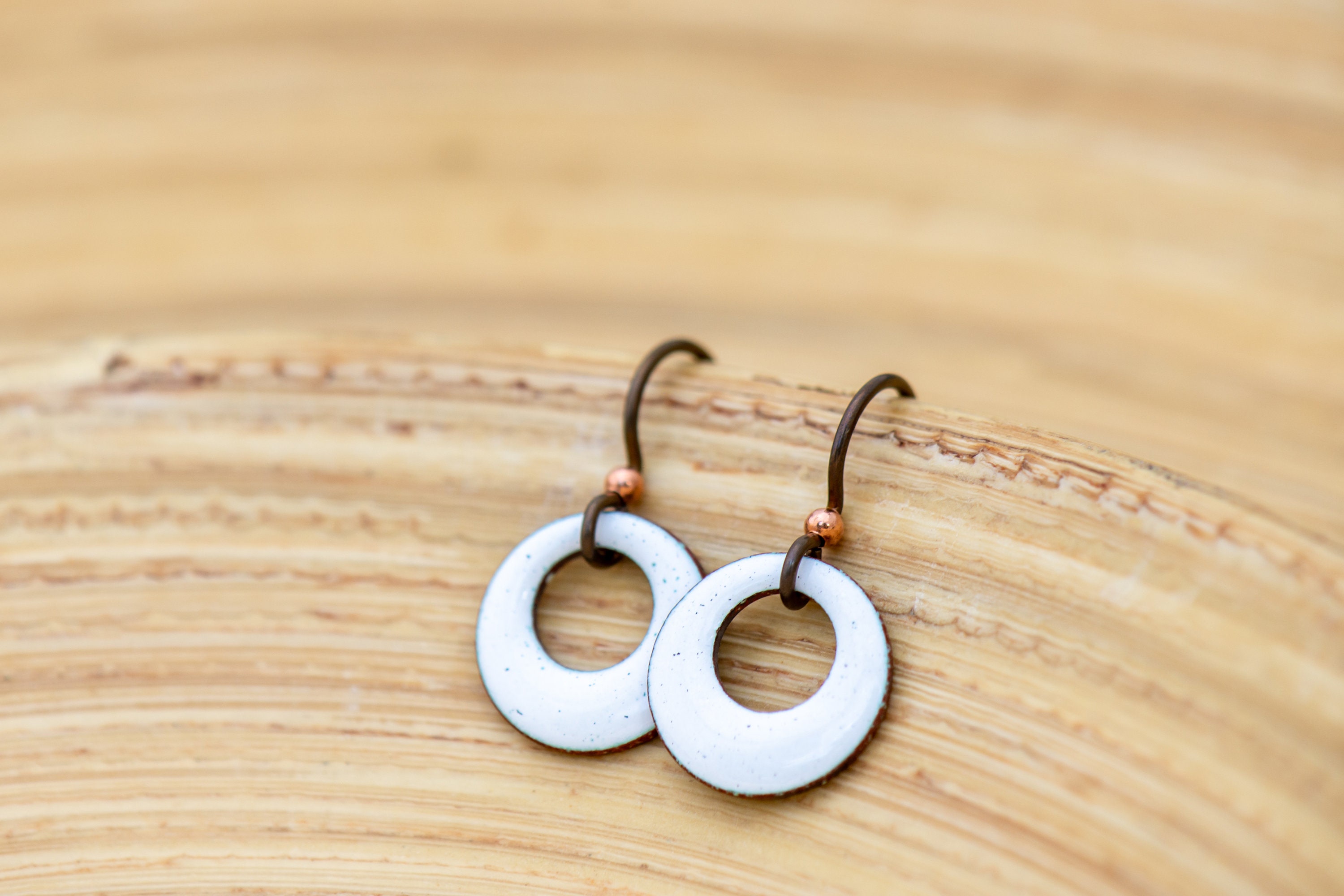 Tiny Handmade Arctic White Earrings White Enamel Earrings - Etsy