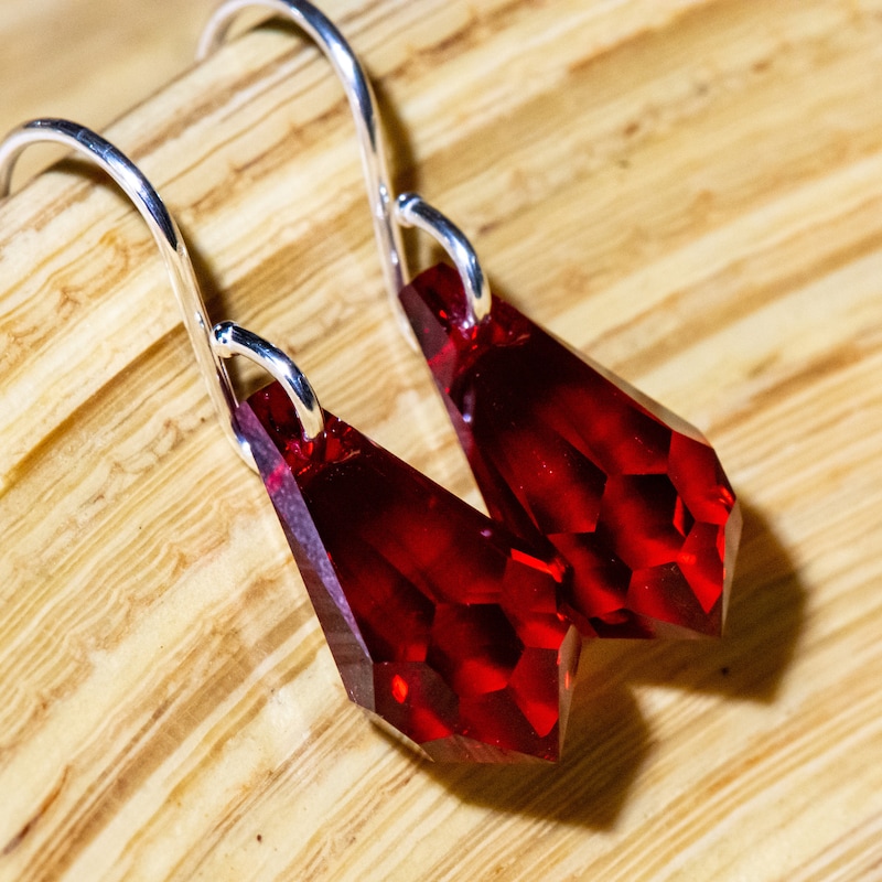 Red Crystal Earrings - Etsy