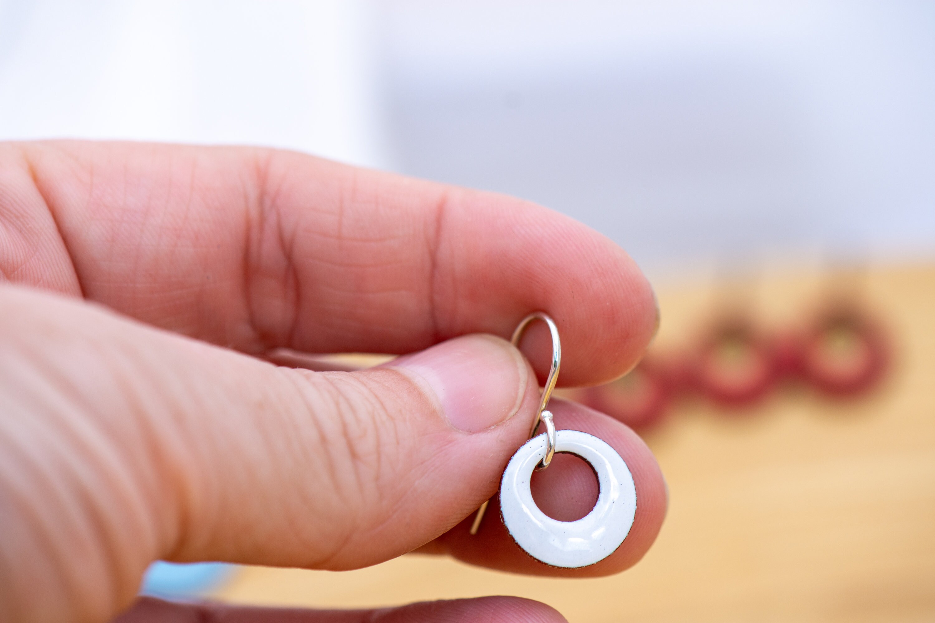 Tiny Handmade Arctic White Earrings White Enamel Earrings - Etsy