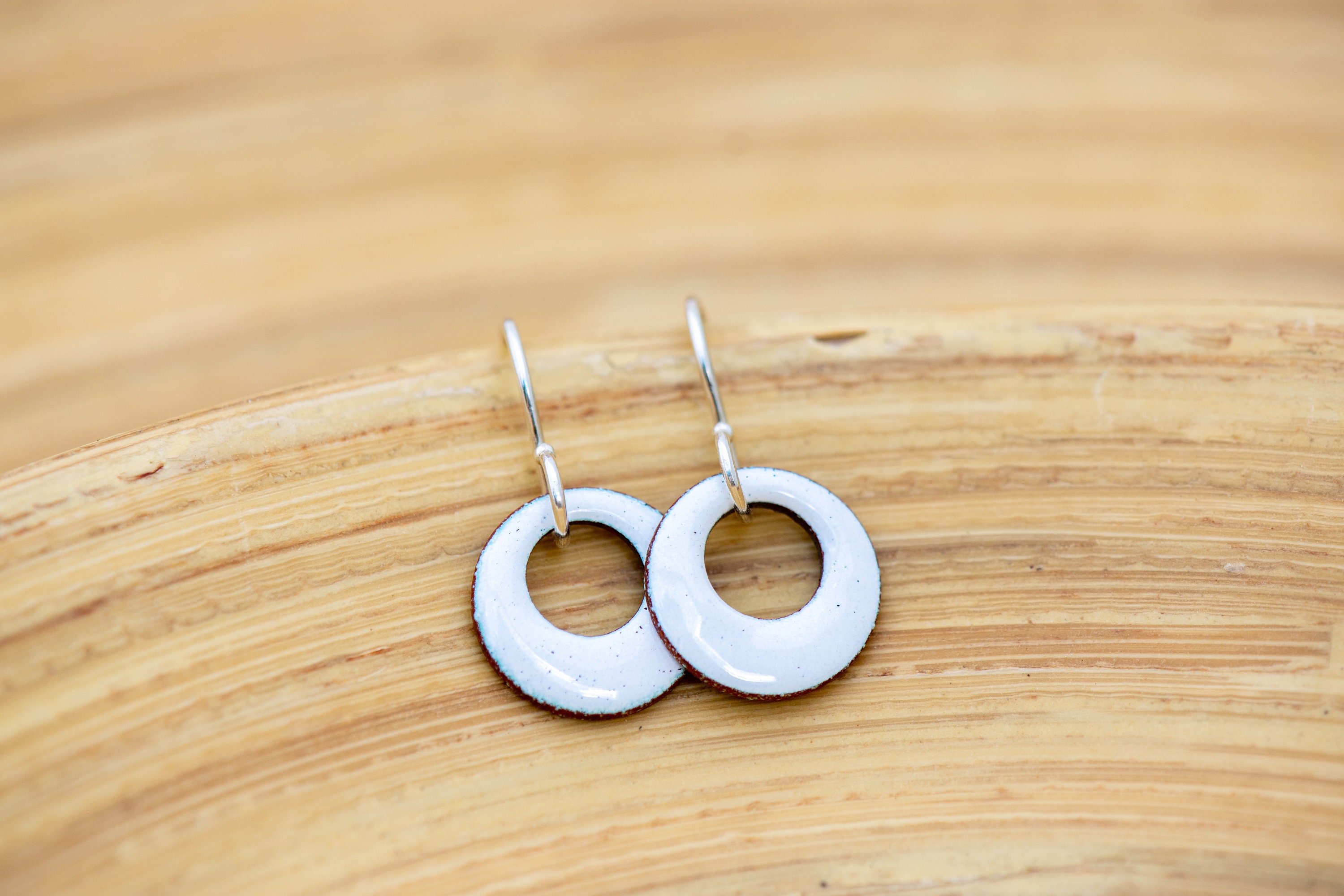 Tiny Handmade Arctic White Earrings White Enamel Earrings - Etsy