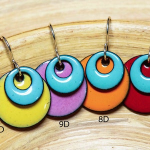Choose Your Own Custom Colors! Handmade Layered Enamel Earrings - 1/2 ...