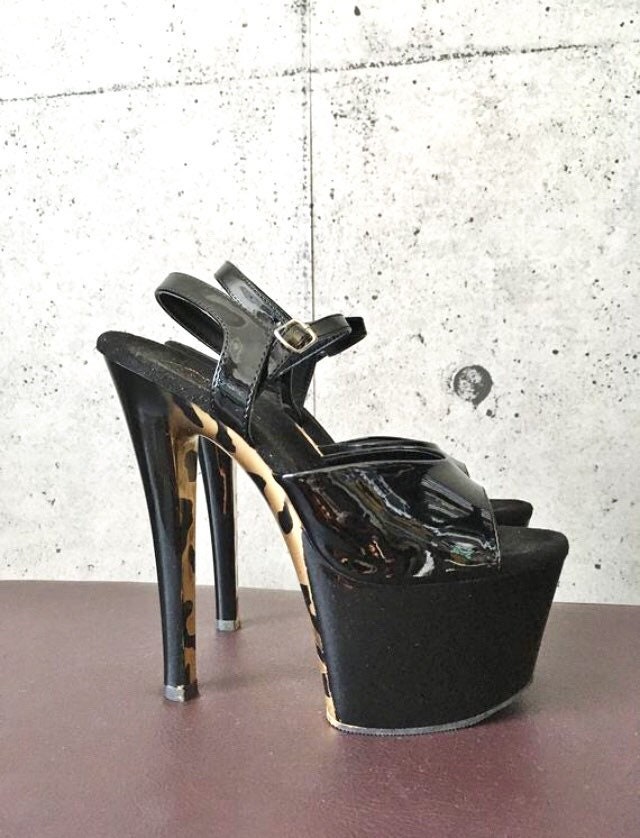 Leopard Design Custom Pole Dance Shoes/ Pleaser/ Burlesque and Stripper ...