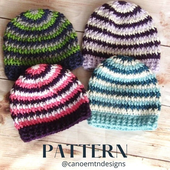 Crochet Striped Hat Pattern