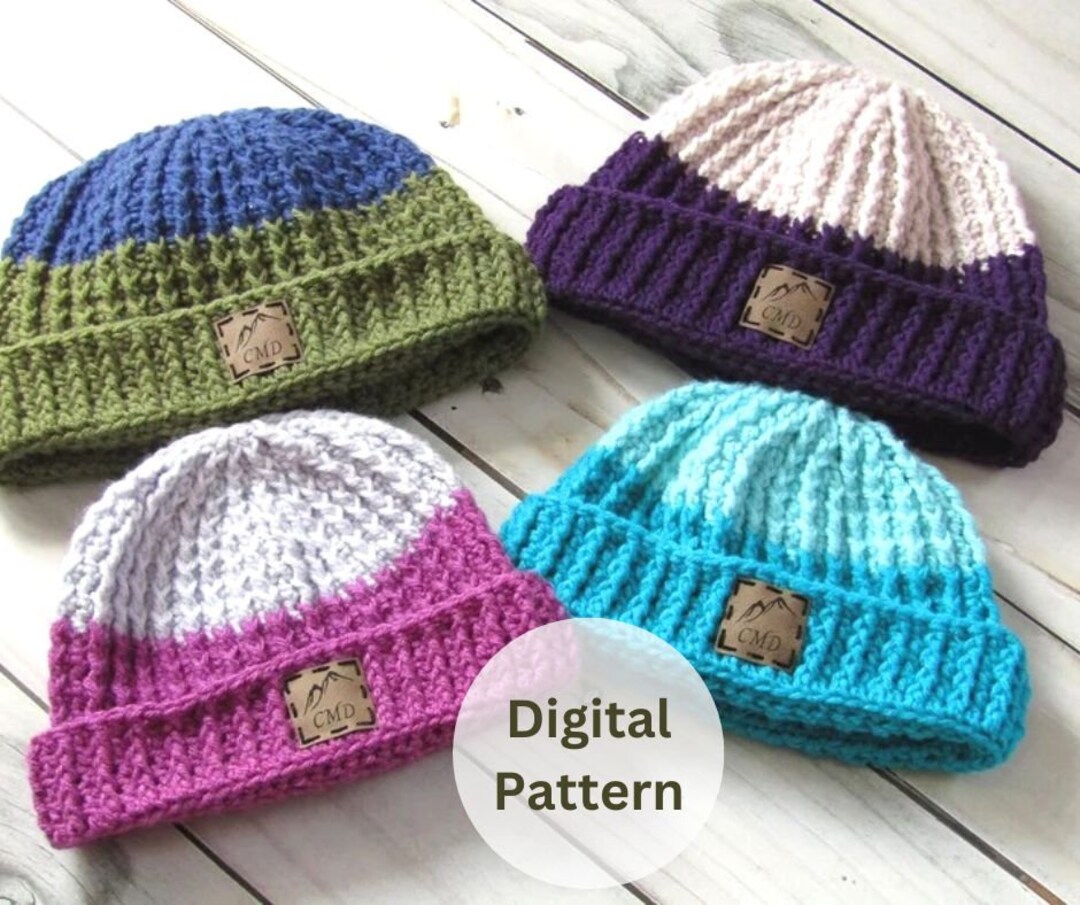 Crochet Beanie Pattern Striped Beanie Pattern Top Down Beanie Color ...