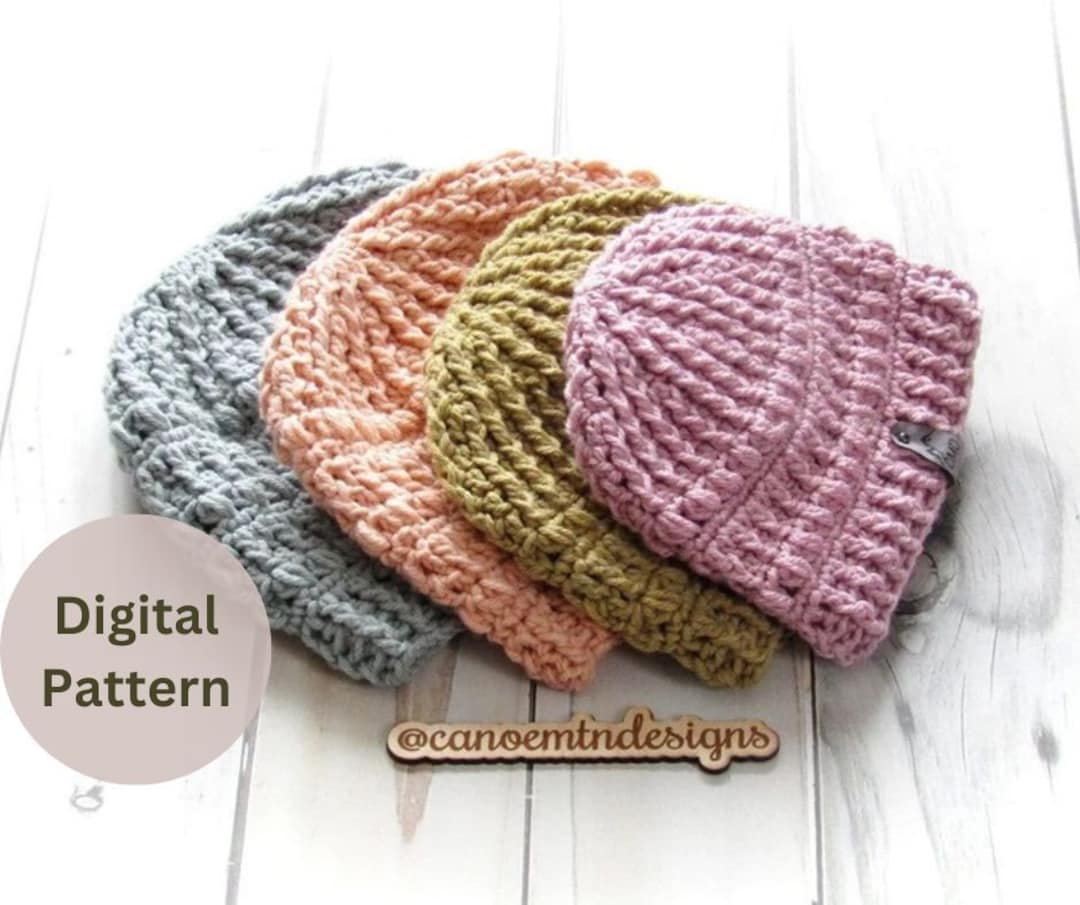 Crochet Beanie Pattern - Top/down Hat - Textured Beanie Pattern - 4 ...
