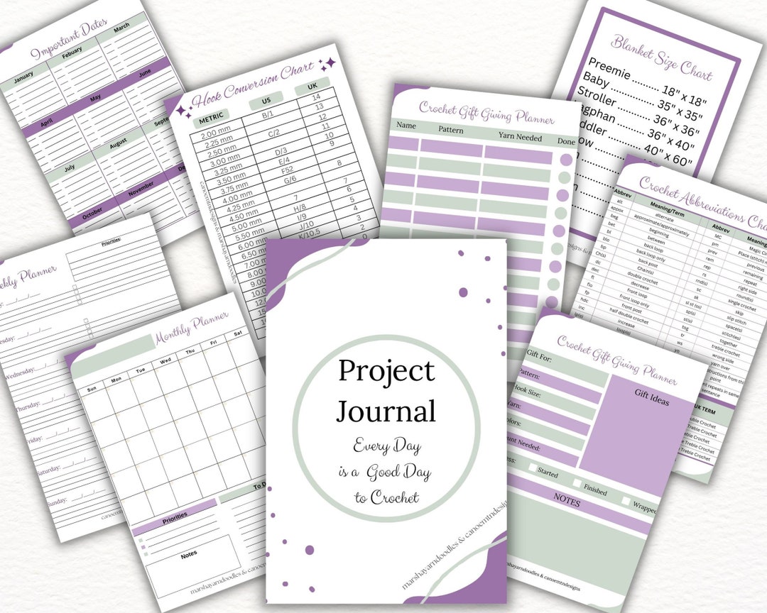 Crochet Project Planner - Project Journal - Crochet Journal - Crochet ...