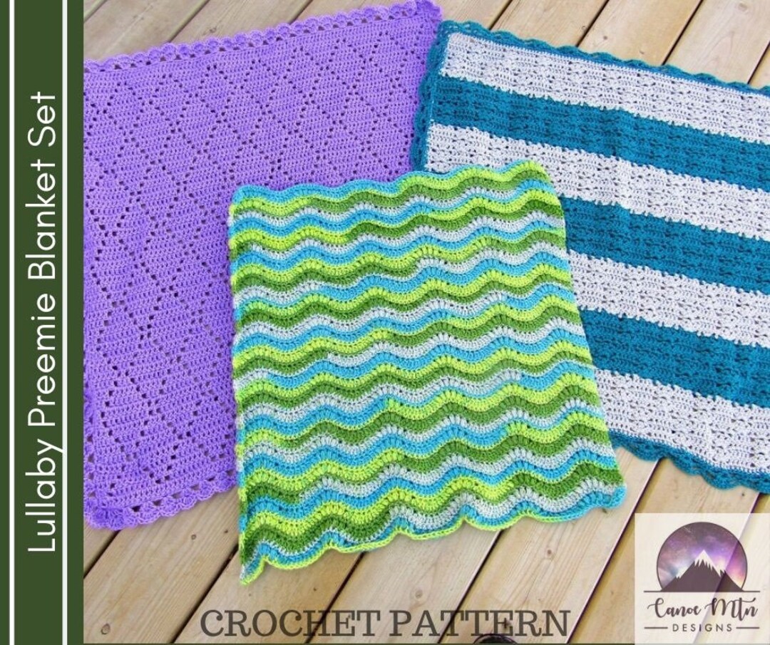 Crochet Preemie Blanket Pattern Preemie Blanket Patterns Pattern Set ...