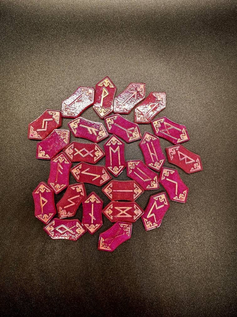 Hot Pink Resin Rune Set - Etsy