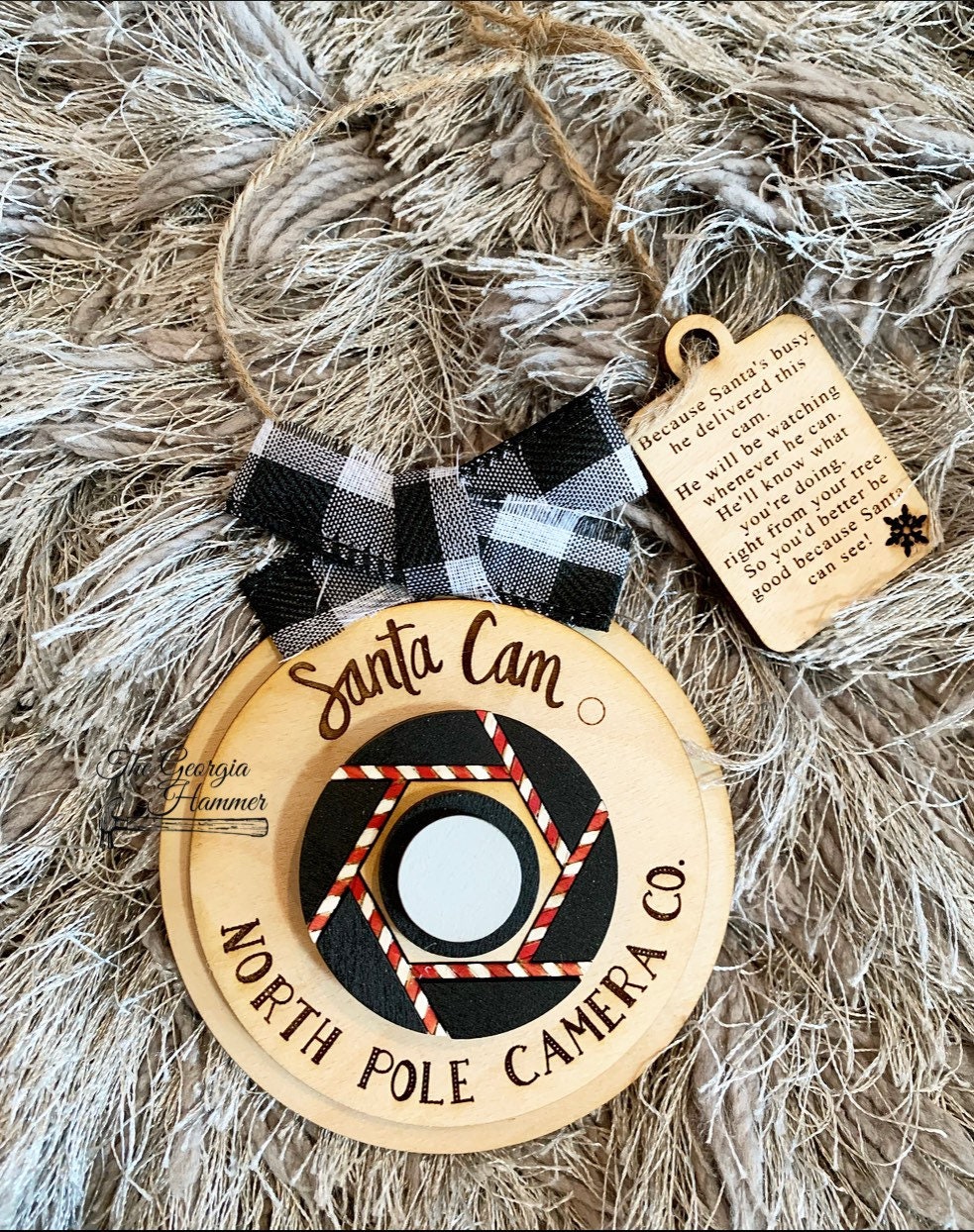 Wooden Santa Cam Ornament: Christmas Ornament Santa Cam | Etsy