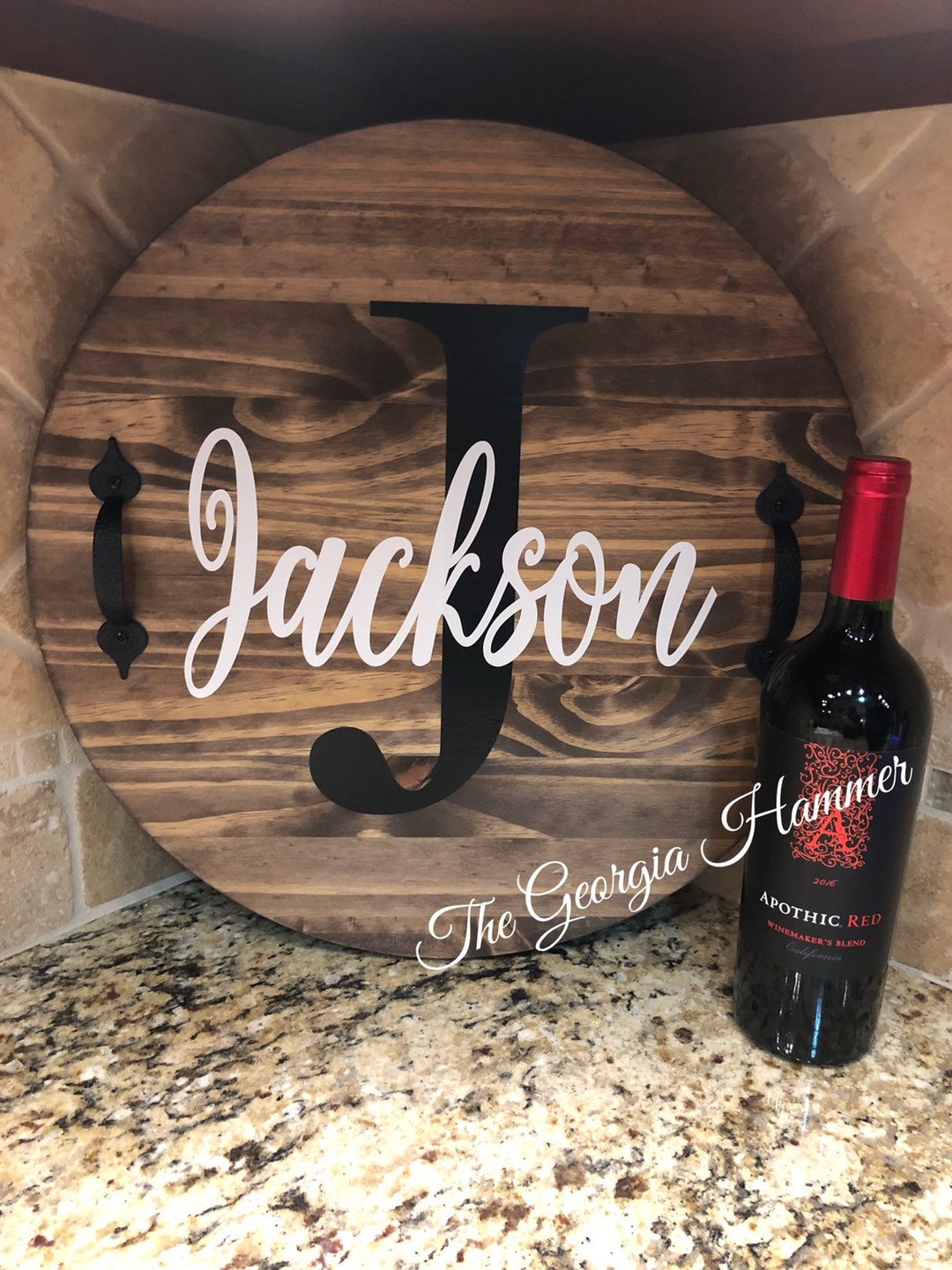 Personalized Last Name Serving Tray • Round Wooden Tray, Home Decor - Etsy