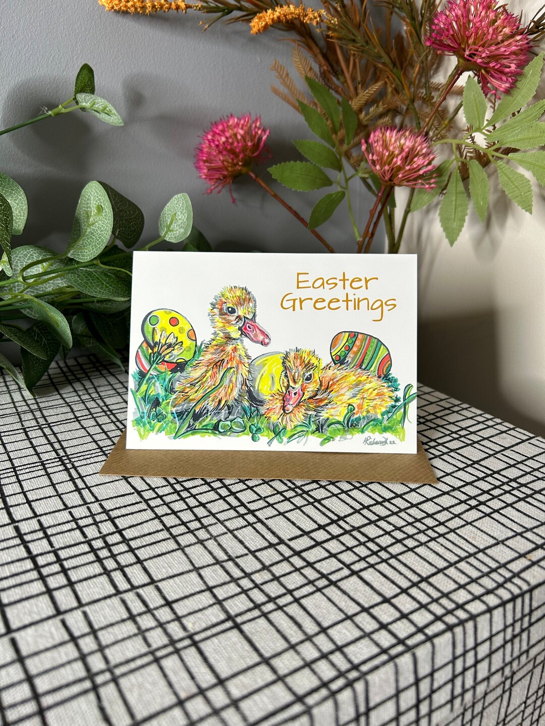 Easter Greetings Greeting Card, Easter Card, Ducklings, Bird Art, Baby ...