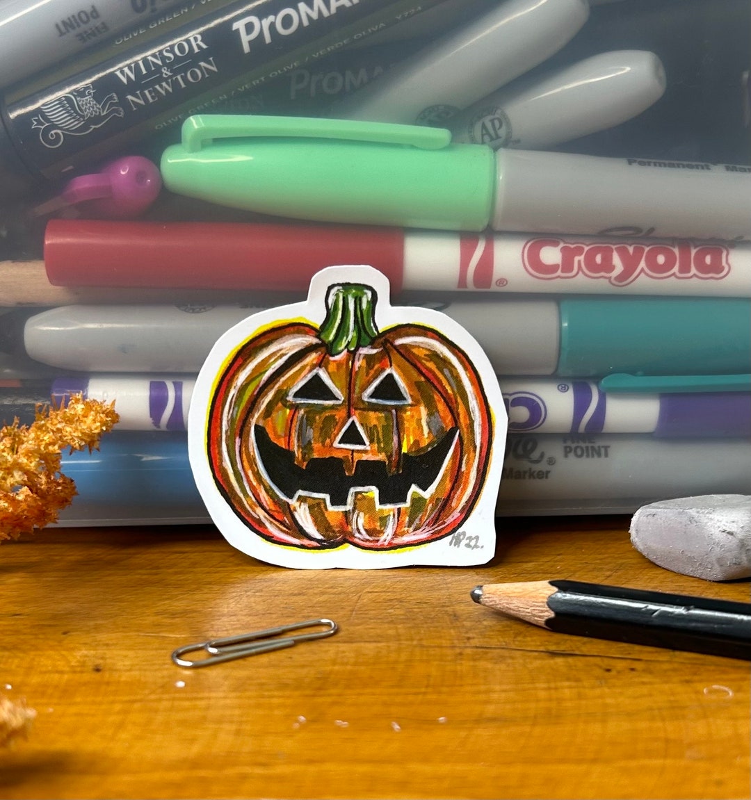 Scary Pumpkin Sticker, Halloween Sticker, Halloween Pumpkin, Pumpkin ...