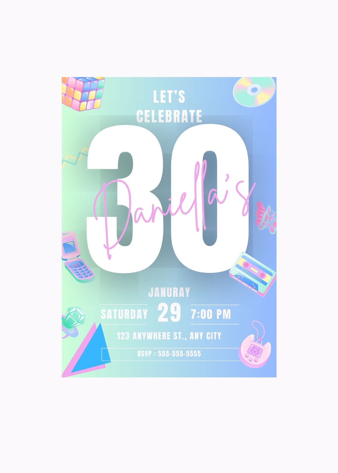 Editable Digital 90s 2000s Invitation instant Download - Etsy