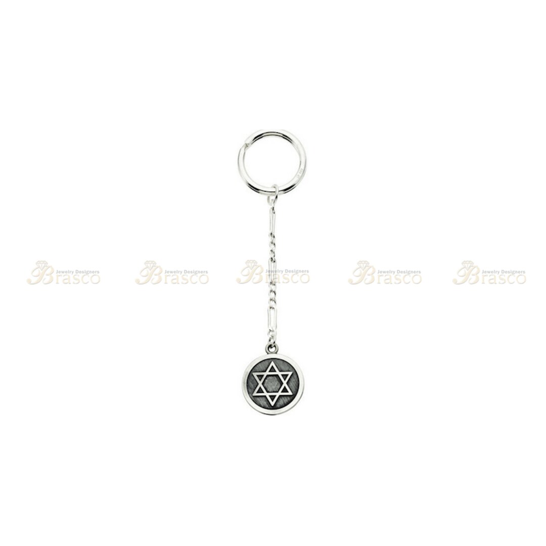 Sterling Silver 23 Mm Star of David Key Chain With Box,religious Silver ...