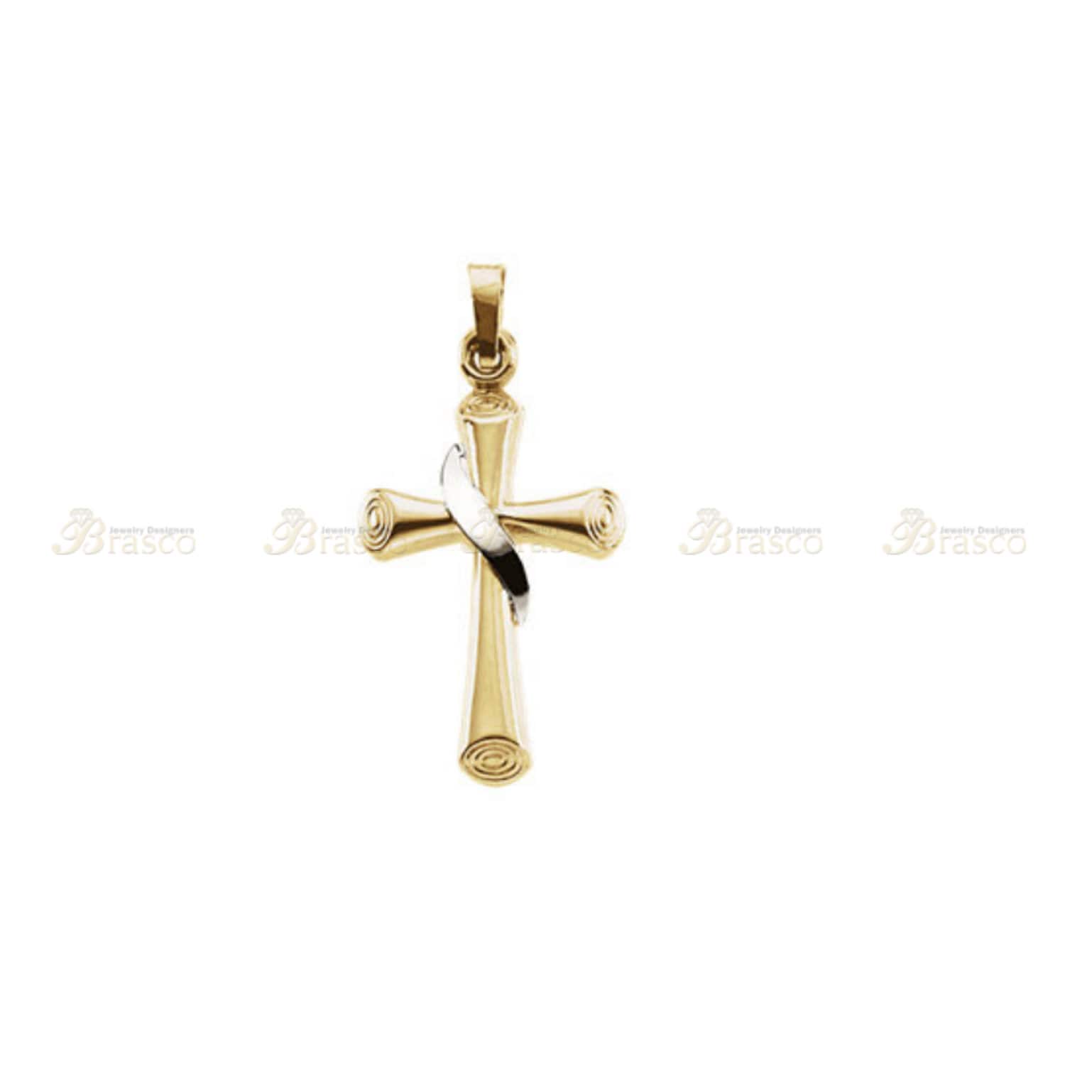 14K Gold Two-tone Hollow Cross Pendant,women's Cross,gift for Her,gift ...
