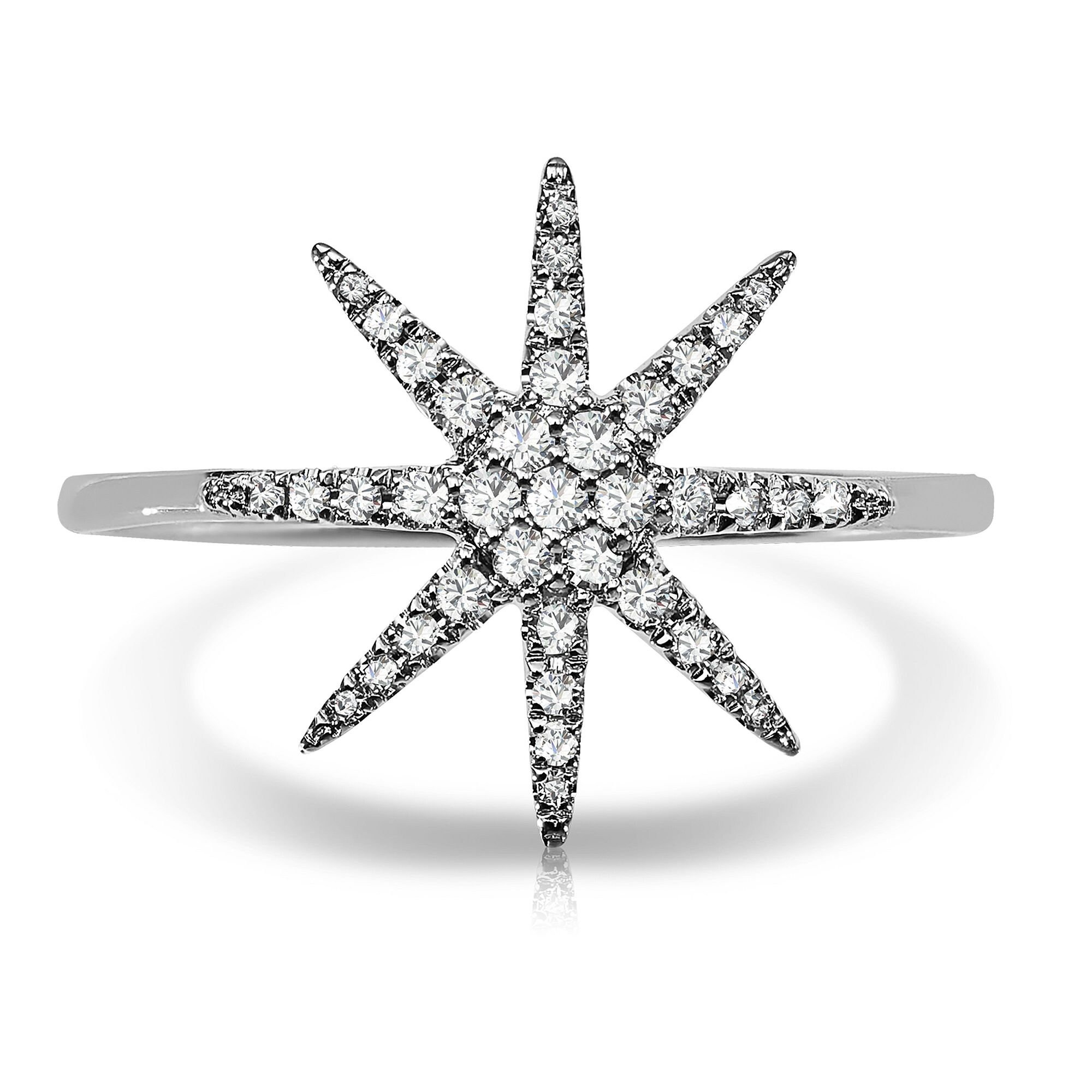 14K White Gold Accented Star Ring.best Gift for Her Wedding - Etsy UK