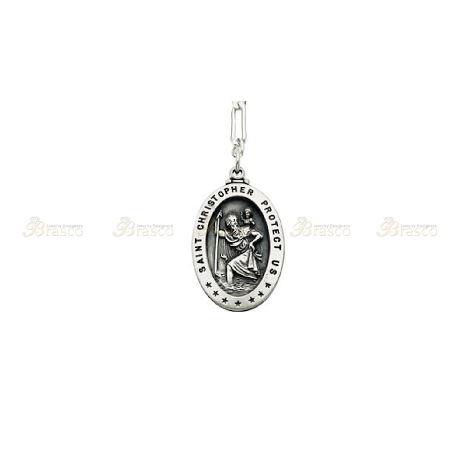 Sterling Silver 29x20 Mm St. Christopher Key Chain,religious Silver Key ...