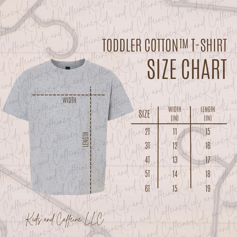 Gildan Toddler Heavy Cotton™ T-shirt Size Chart - Color Chart - PNG - Etsy
