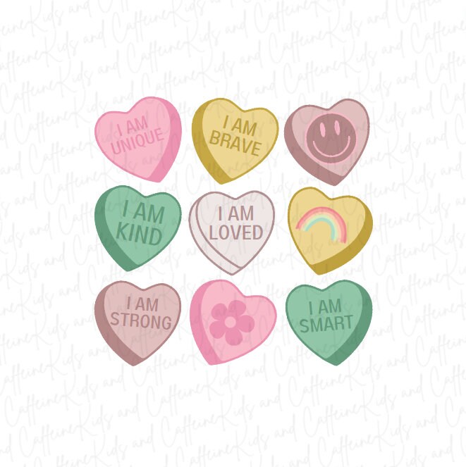 Candy Heart Positive Affirmations PNG - SVG - Valentines Design - Etsy