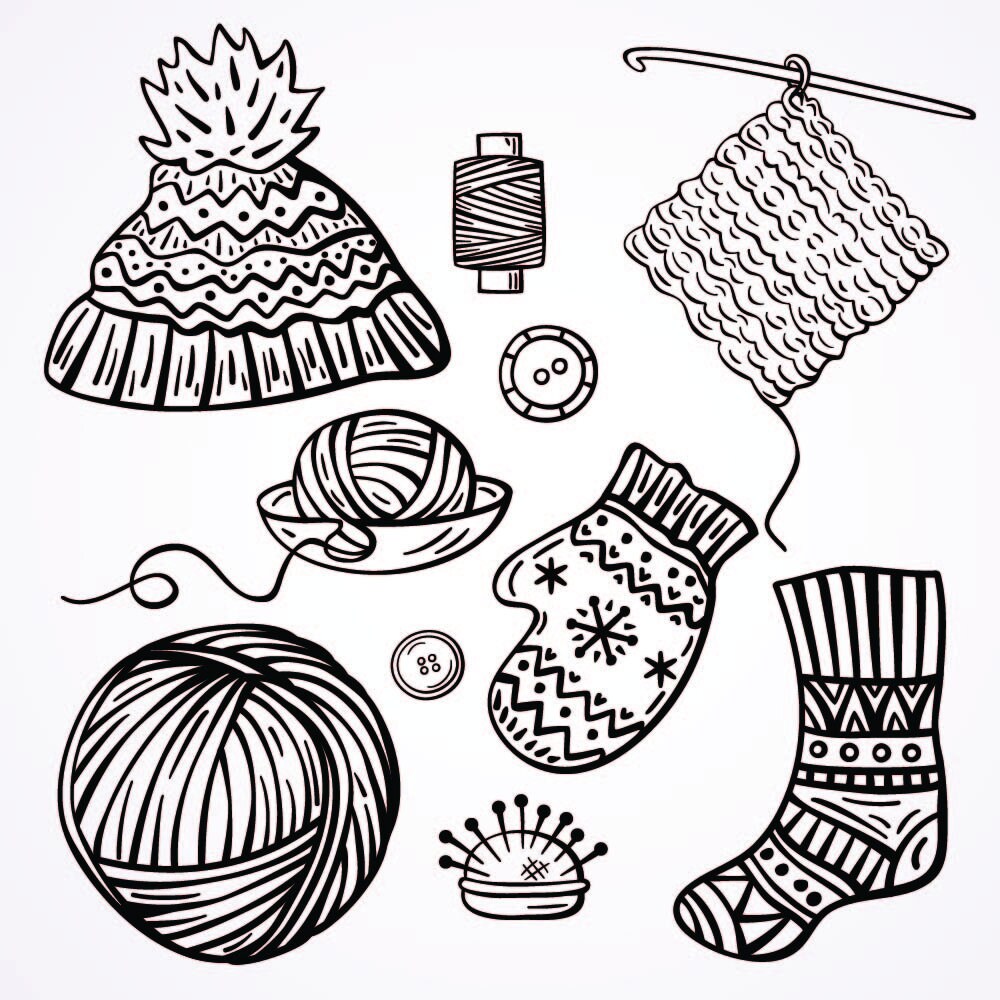 Hand-drawn Knitting Clipart 26 Separete Images - Etsy