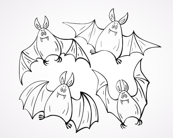 Cute Bat Clipart Black And White