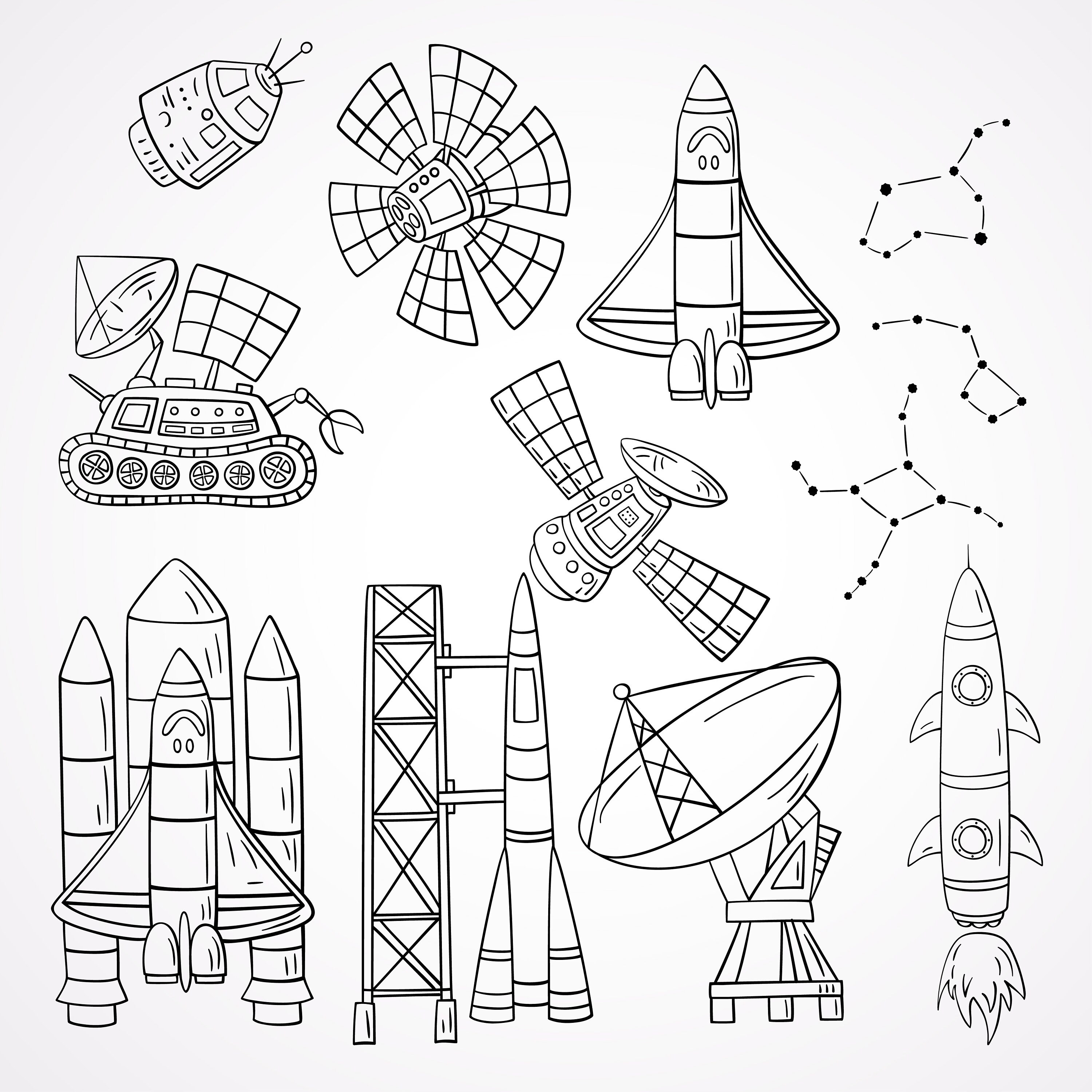 Hand-drawn Space Clipart, Astronauts Clip Art, Aliens, UFO, Planets ...