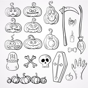Doodle Halloween Clipart,48 Separete SVG, PNG, EPS Images, Pumpkin ...