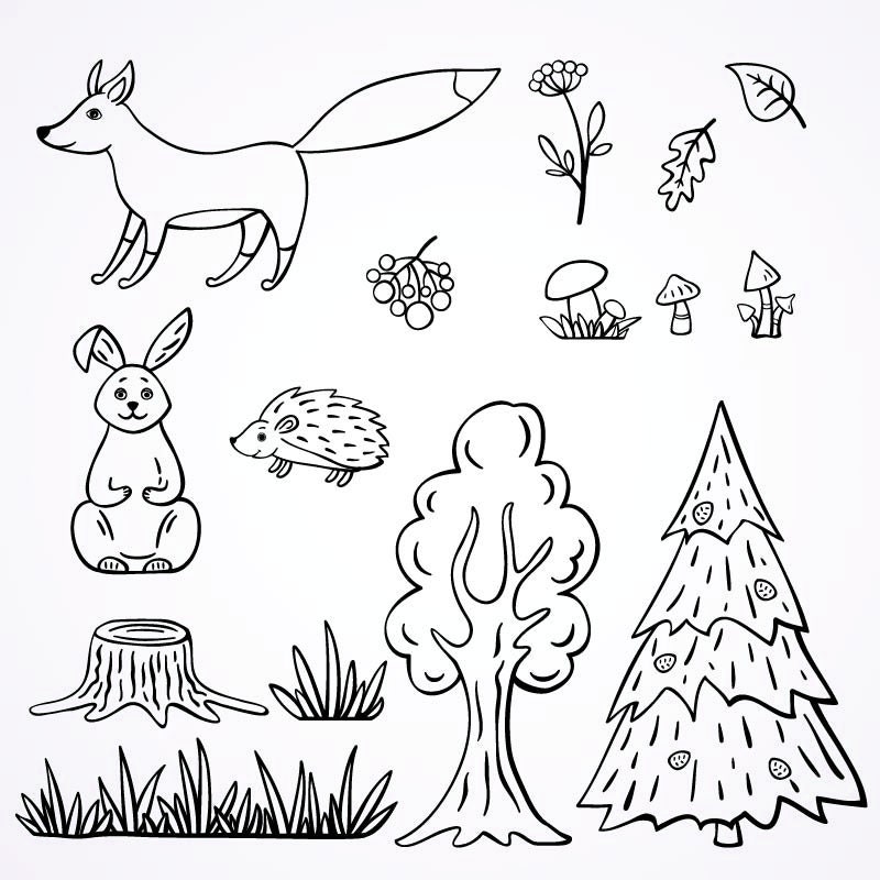 Doodle Forest Animals Clipart,28 Separete SVG, PNG, EPS Images.woodland ...