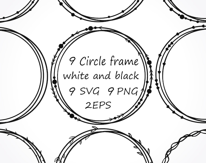 SVG Circle Border Package, Digital SVG Circle Frame, Circle Monogram ...
