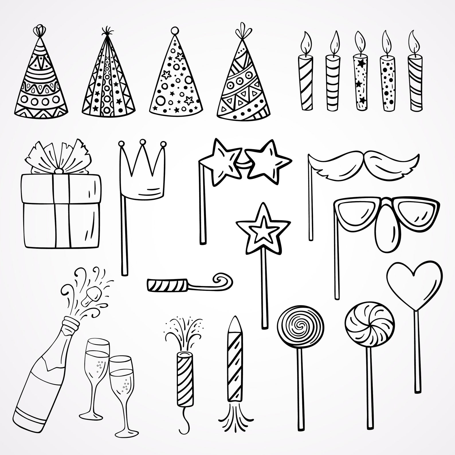 Hand-drawn Birthday Clipart, Party Clipart, Cake Clipart, Bunting ...