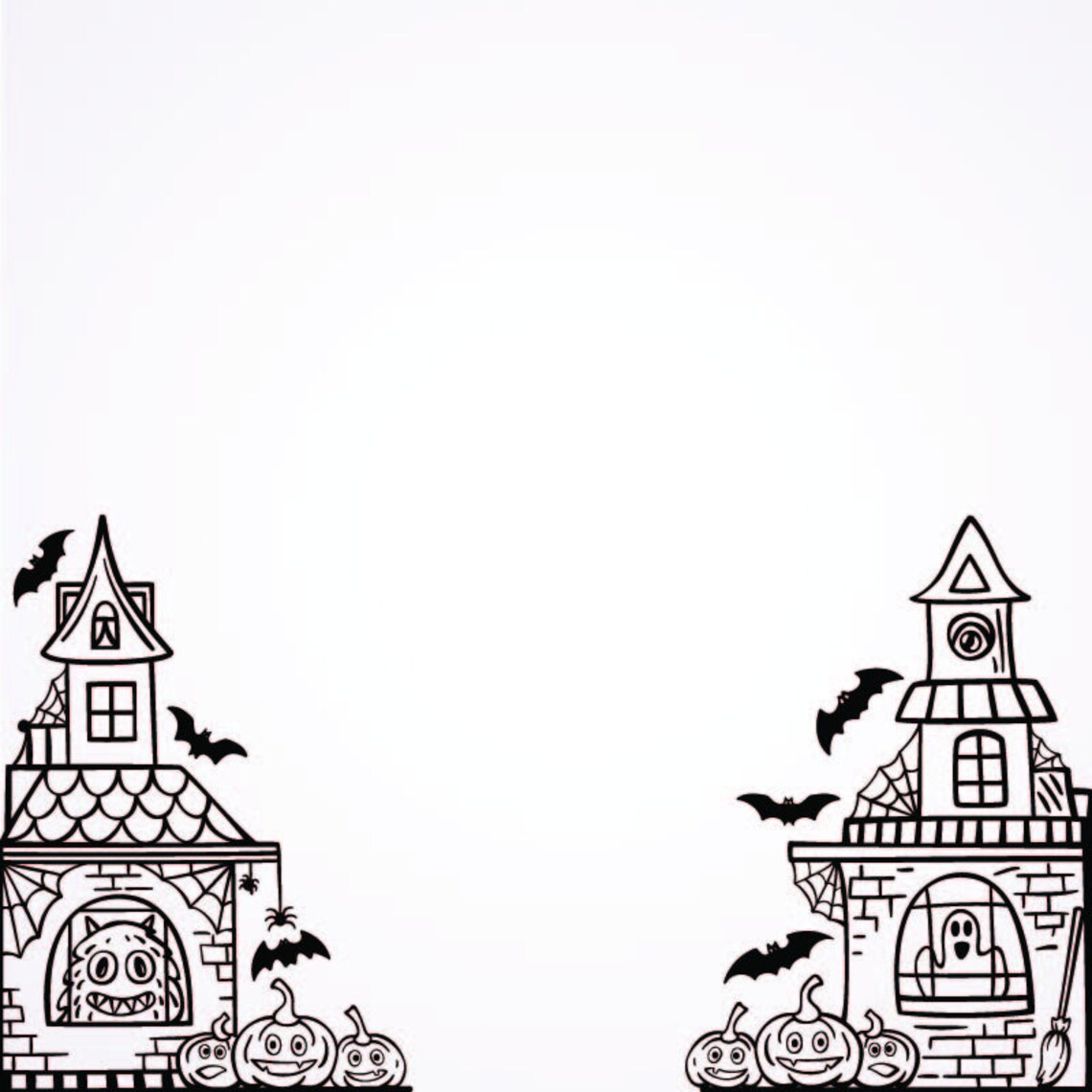 Halloween Monsters and Corners Clipart,11 Hand-drawn Halloween Separete ...
