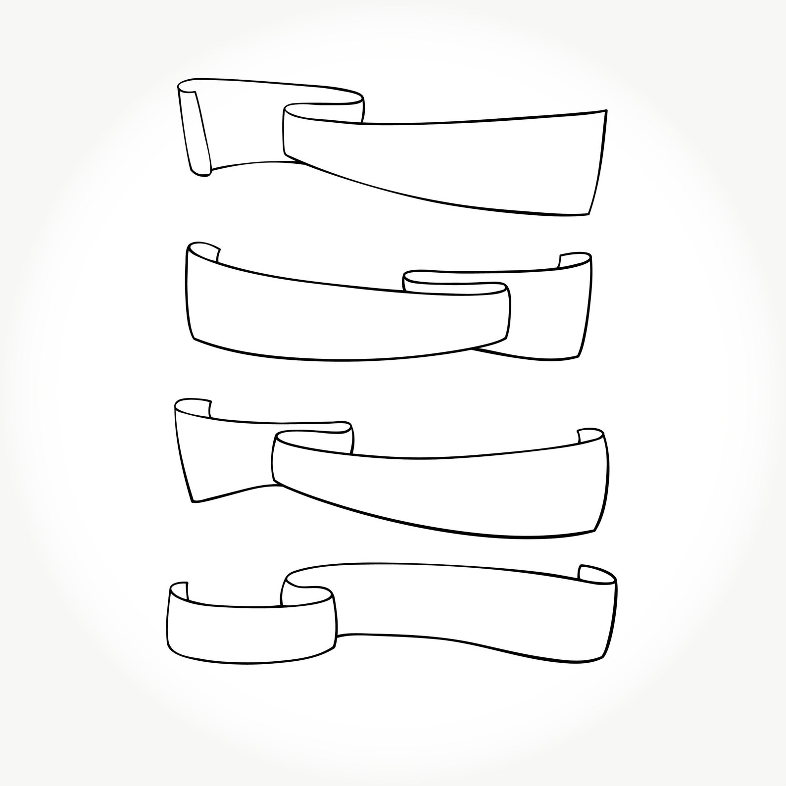 Hand-drawn Ribbons Banners Clipart.15 SVG,15 PNG Banners.doodle Ribbon ...