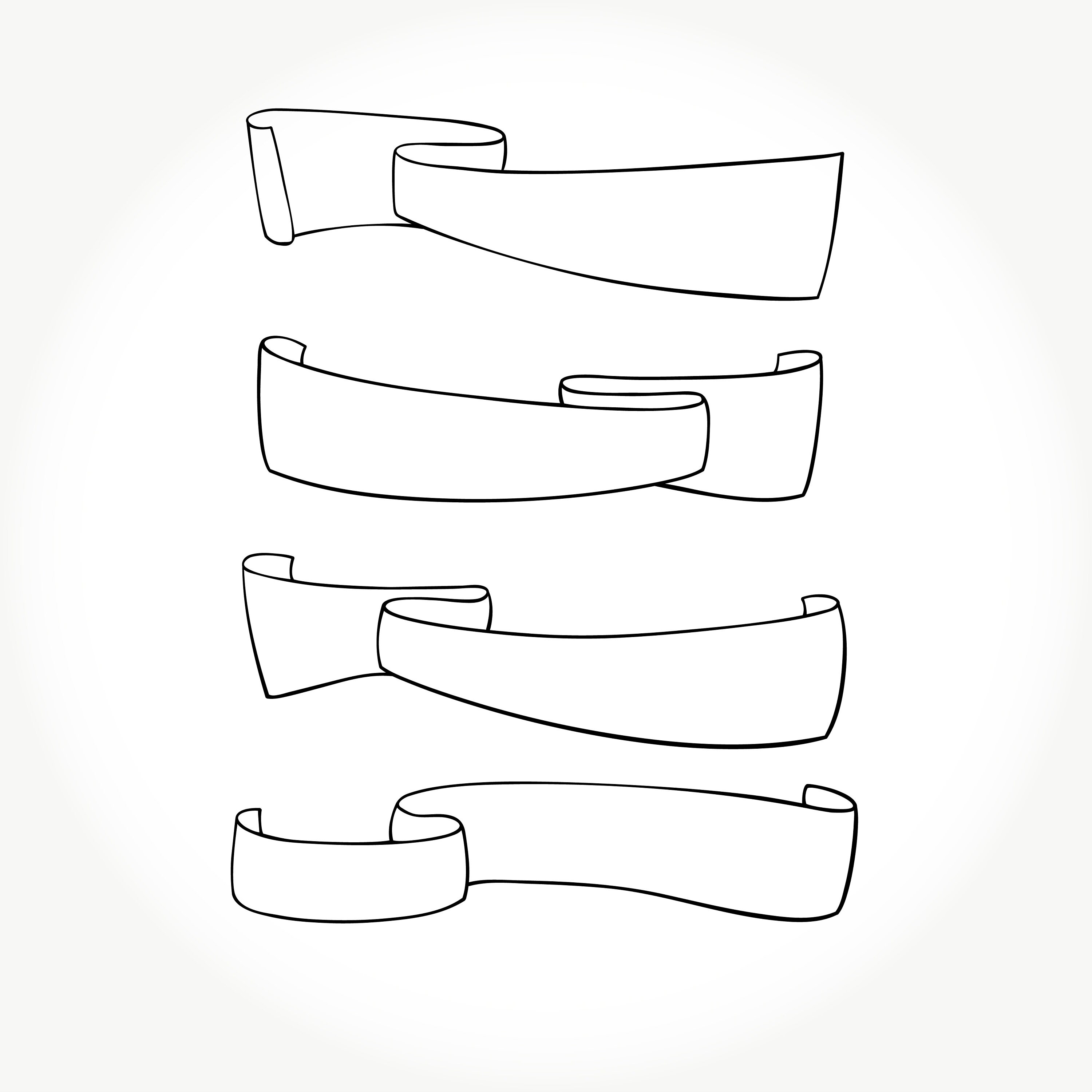 Hand-drawn Ribbons Banners Clipart.15 SVG,15 PNG Banners.doodle Ribbon ...