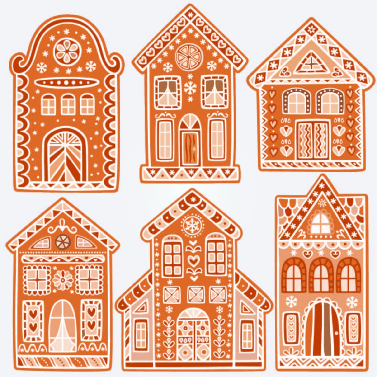 Doodle Gingerbread Houses Clipart, Separete SVG, PNG, EPS Images, 12 ...