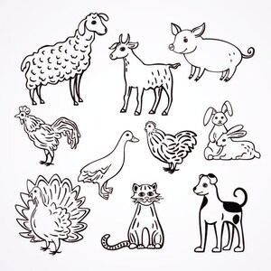 Hand-drawn Farm Clipart, Farm Animals Clipart, 37 Separete Images ...