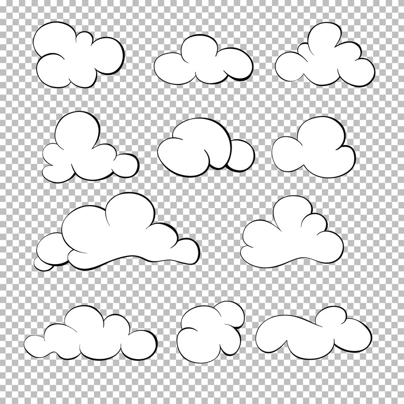 Set of 9 Doodle Clouds.svg Clouds Clipart.png Clouds Clipart.hand-drawn ...