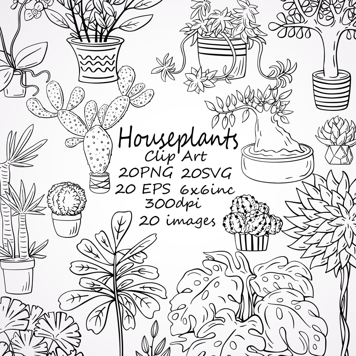 Hand-drawn "house Plants "clipart, SVG Plants Clipart,png Plants ...