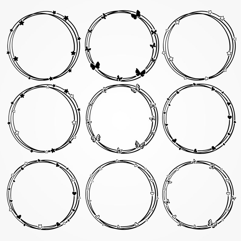 9 marco de círculo SVG marco de círculo PNG bordes de | Etsy