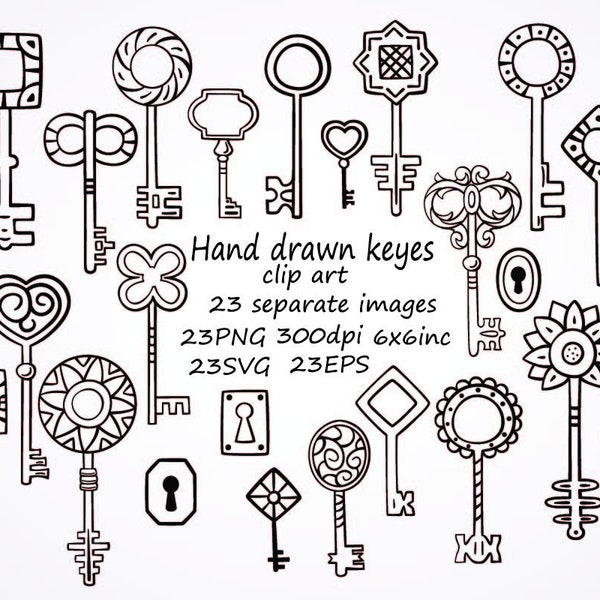 Key Doodle Clipart - Etsy