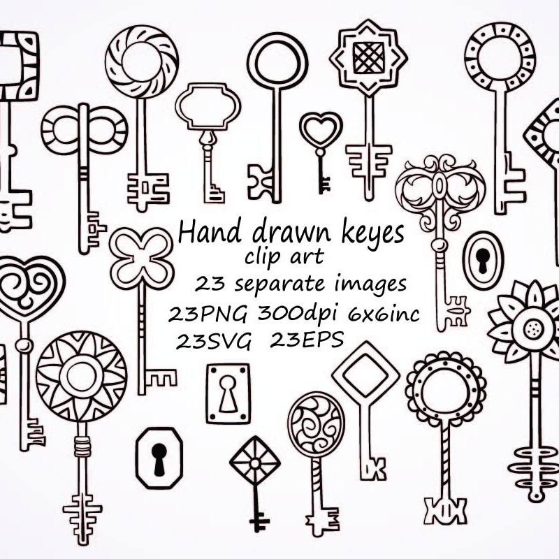 Skeleton Key Clipart - Etsy