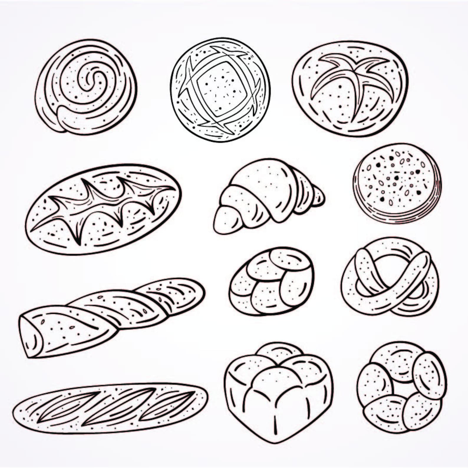 Bakery Hand-drawn Clip Art, 38 Separate Images, EPS,PNG,SVG, Bakery ...